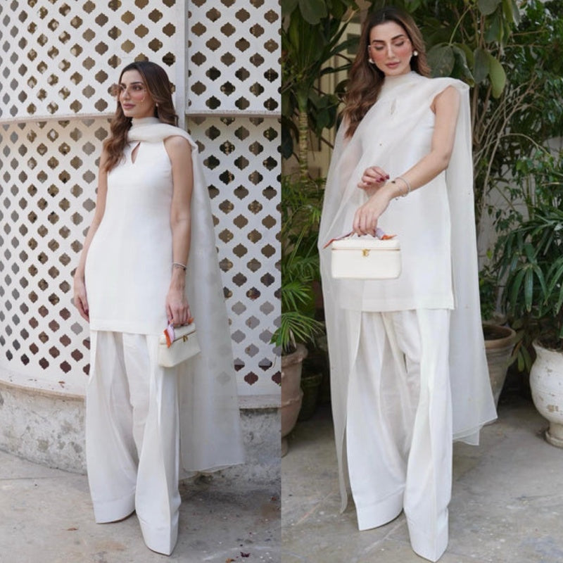 QF- ZAHRA III WHITE STITCH – Qafla